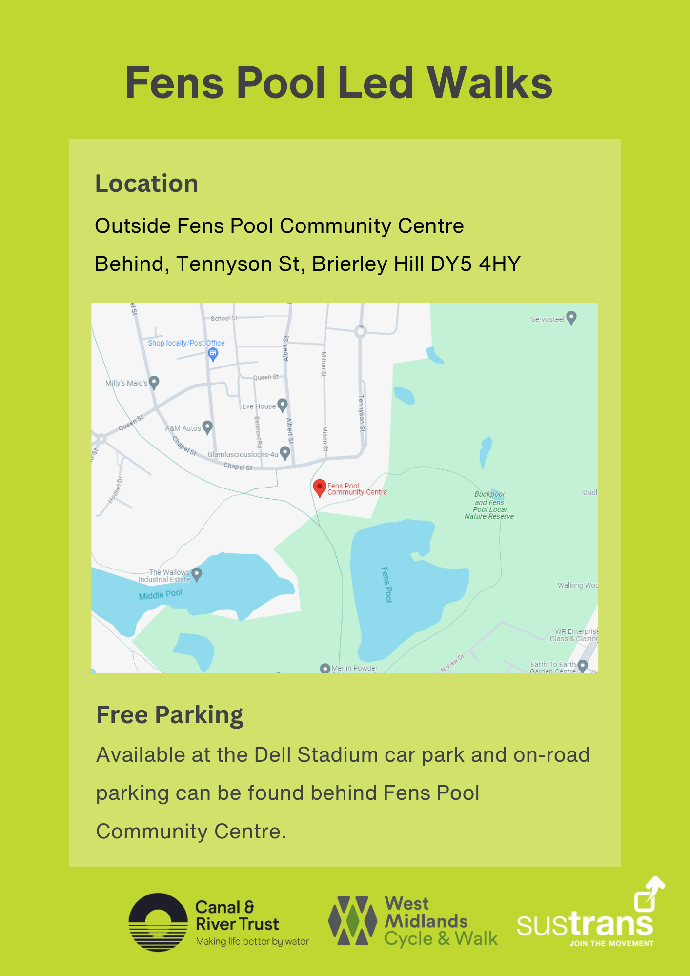 Fens Pool (Pensnett, Dudley) to Dell Stadium Walk with Sustrans and ...