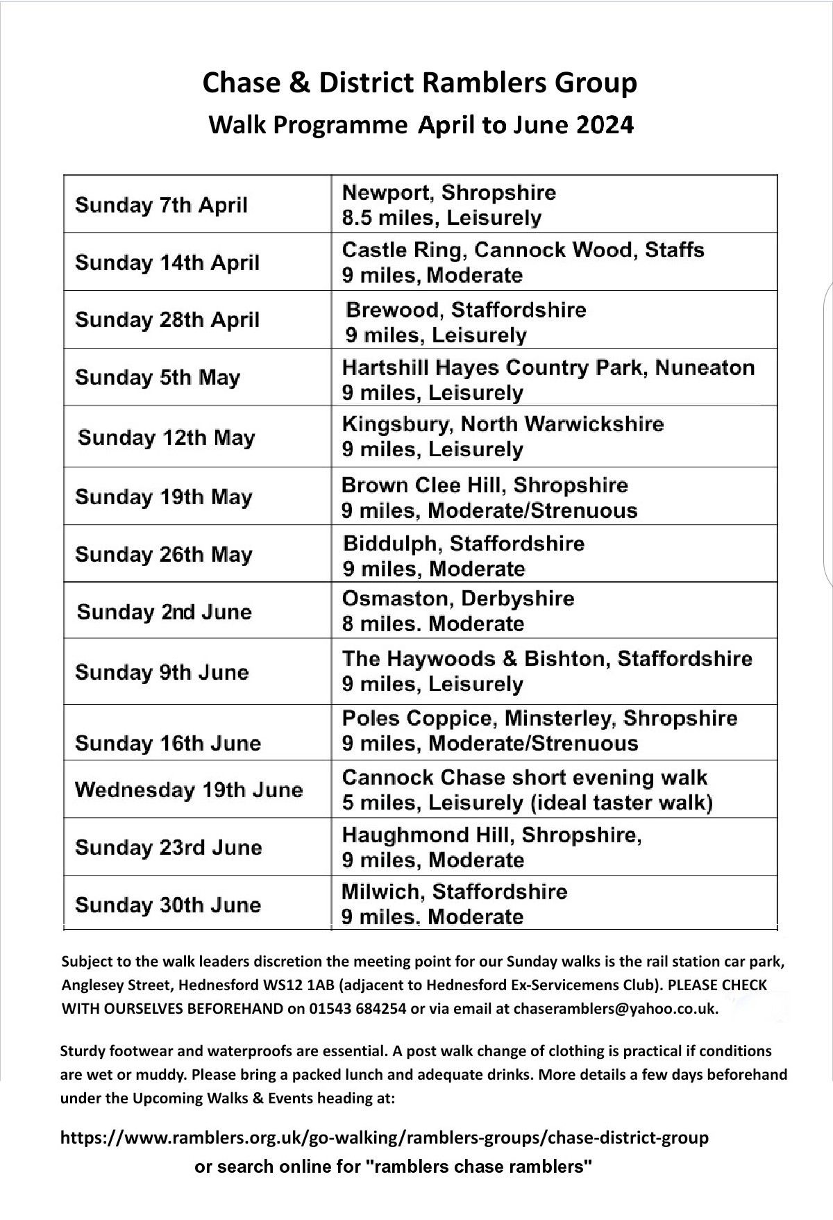 Walk Programme Q2 2024