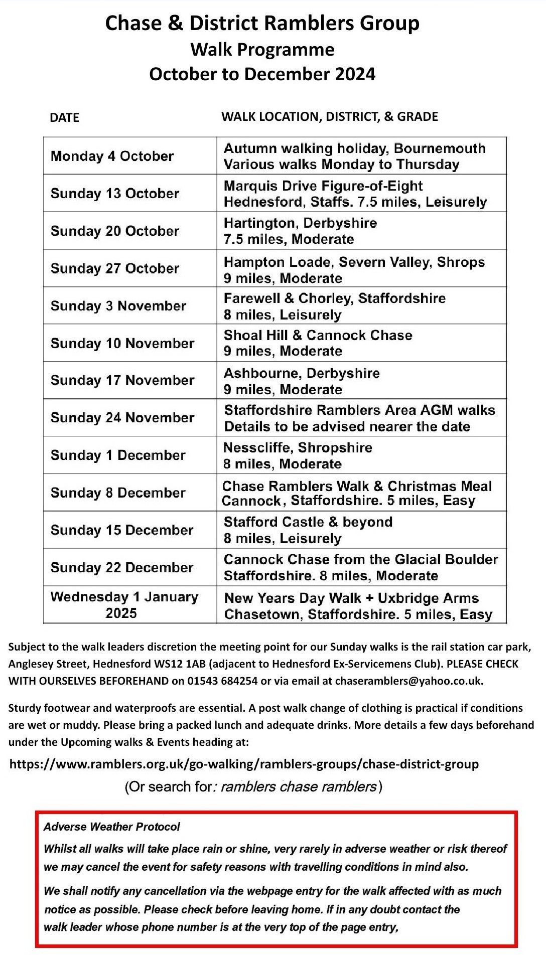 Walk Programme Q4 2024 + What to expect on your first walk etc. (View ...