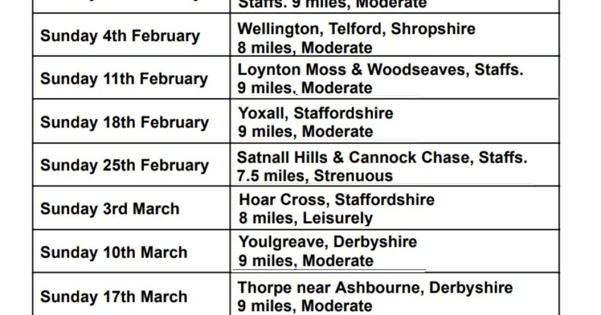 Walk Programme Q1 2024