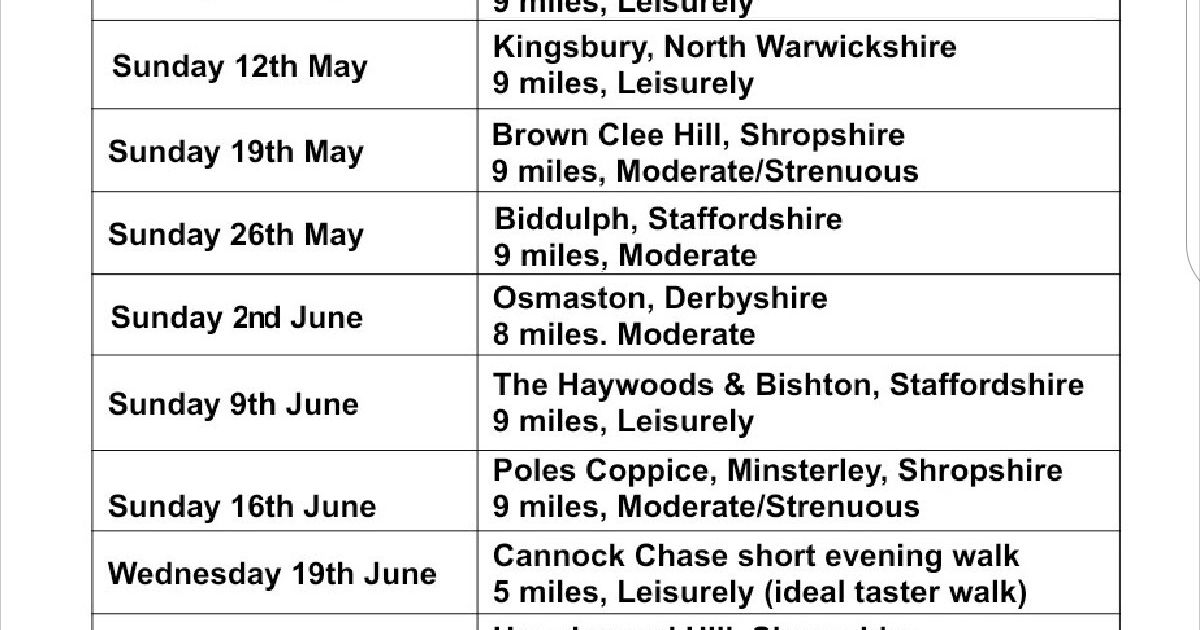 Walk Programme Q2 2024