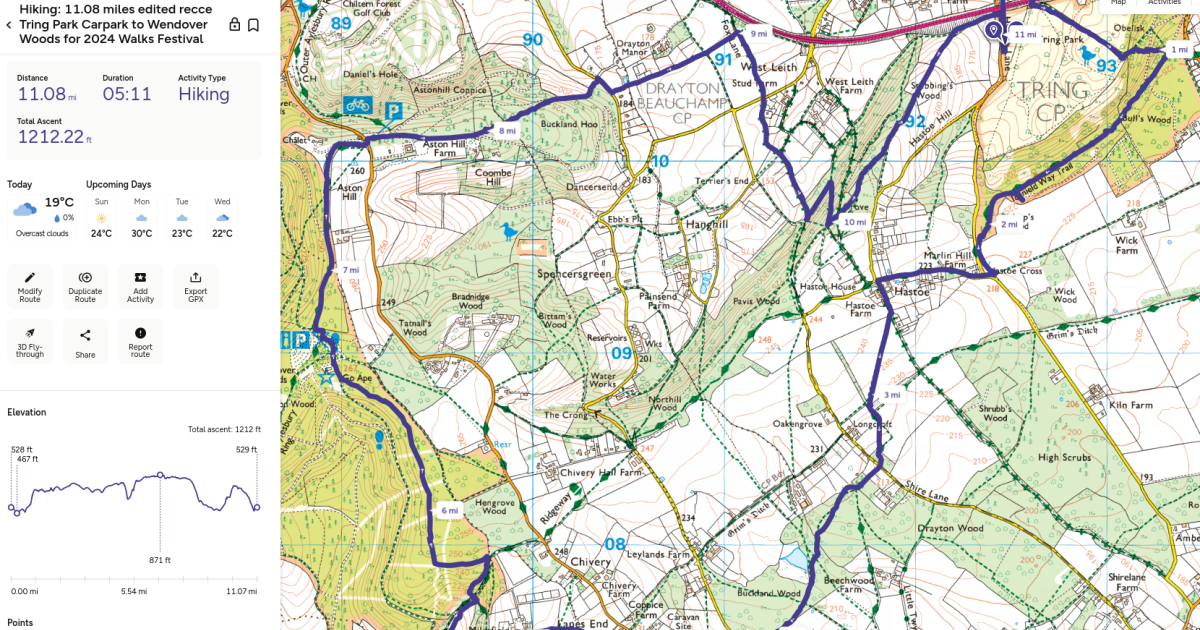 Tring Park carpark near Tring museum- Wendover Woods 11 miles ...